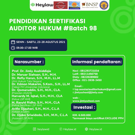 PENDIDIKAN SERTIFIKASI AUDITOR HUKUM #Batch 98 | HeyLaw