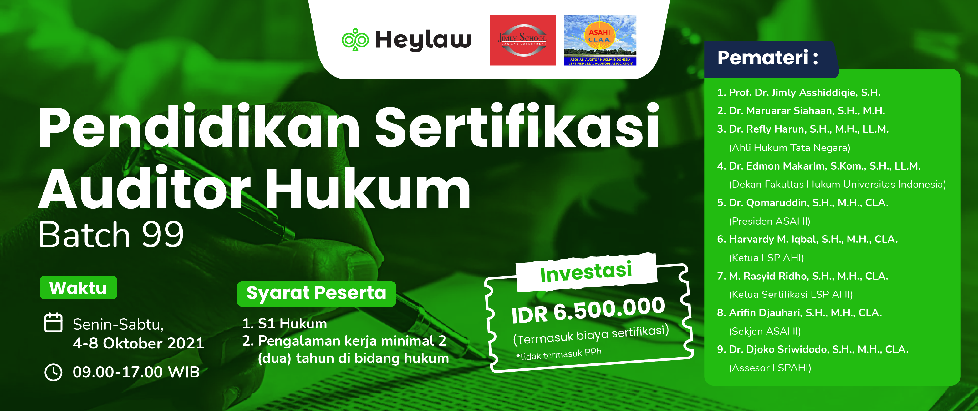 Pendidikan Sertifikasi Auditor Hukum Batch 99 | HeyLaw