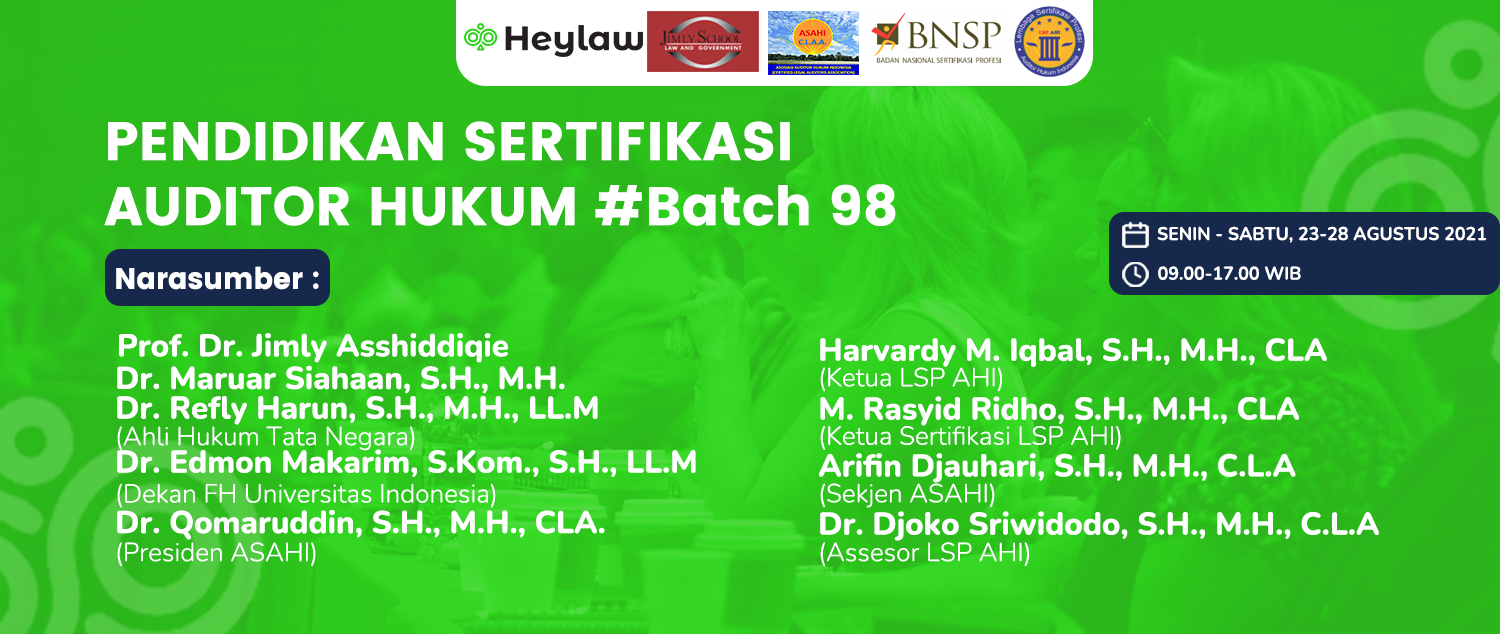 PENDIDIKAN SERTIFIKASI AUDITOR HUKUM #Batch 98 | HeyLaw